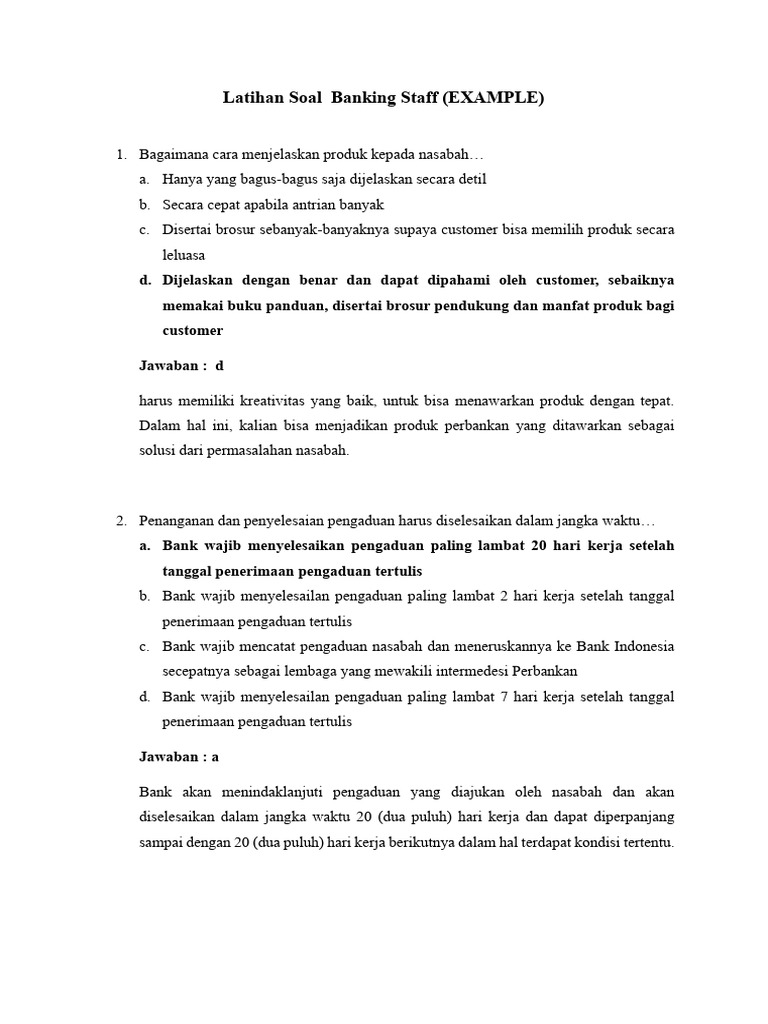 Banking Staff (EXAMPLE) | PDF