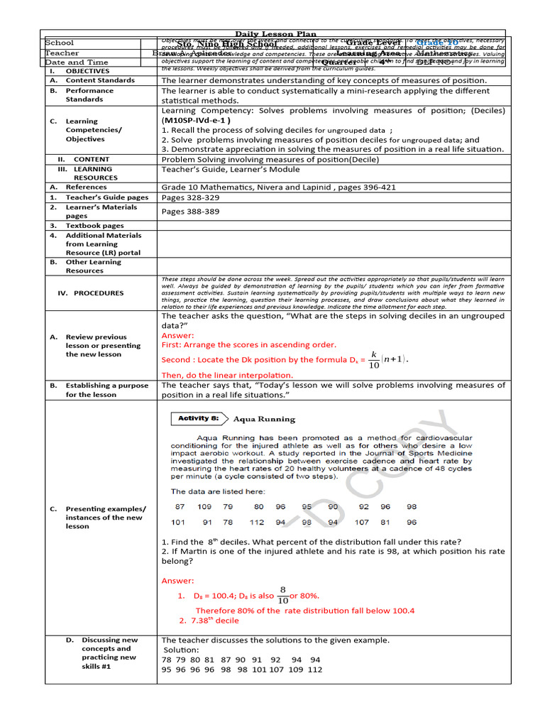 COT - 4 - IV-Day 15 | PDF | Learning | Curriculum