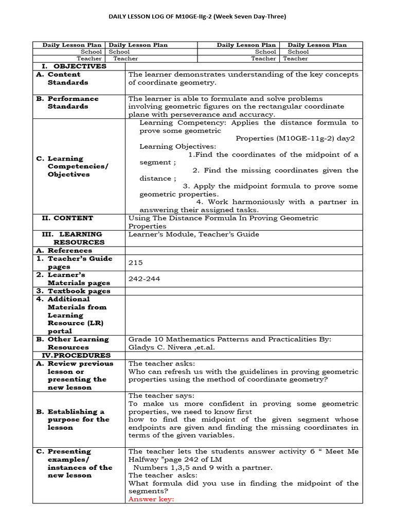 COT - 2 - II-Day 27 | PDF | Geometry | Lesson Plan