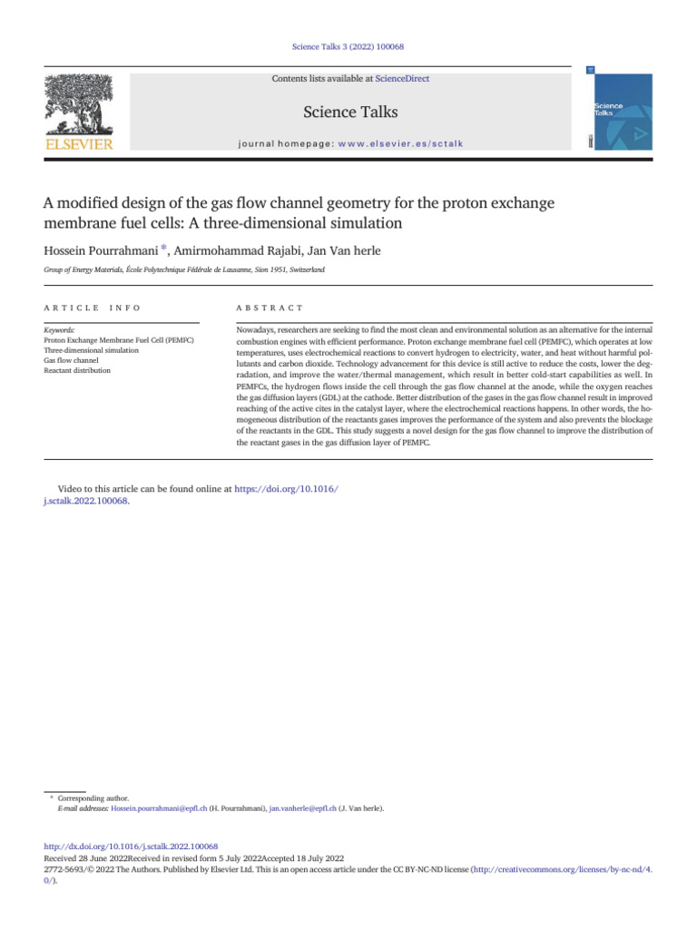 A Modified Design of The Gas Flow Channel Geometry For The Proto - 2022 ...