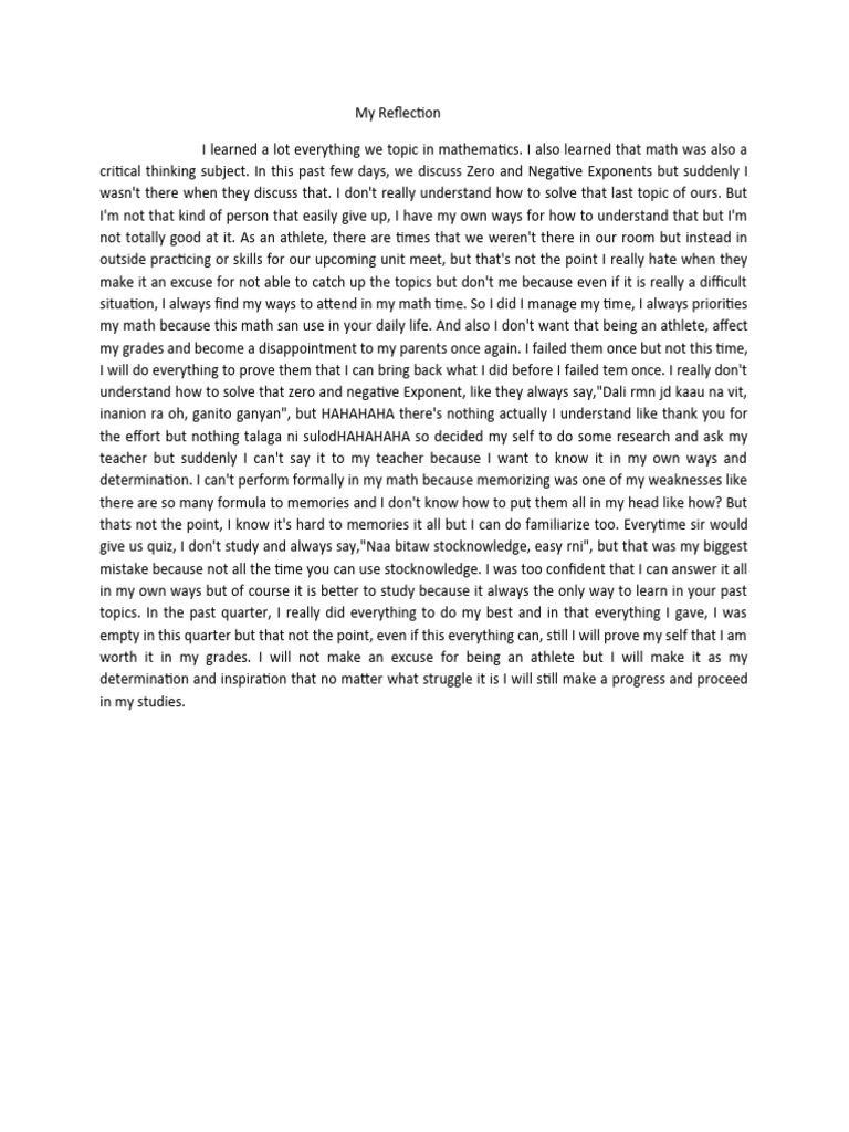 My Reflection-WPS Office | PDF | Mathematics | Cognition