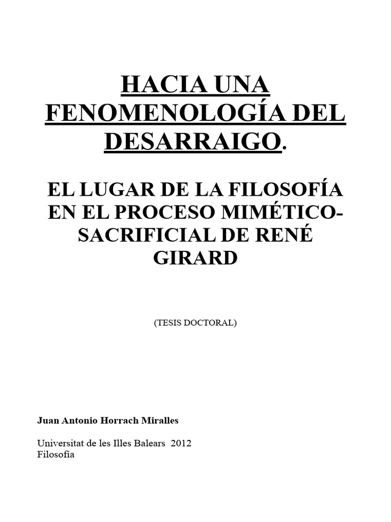 Filosofía del Desarraigo y Sacrificio | PDF | Verdad | René Girard