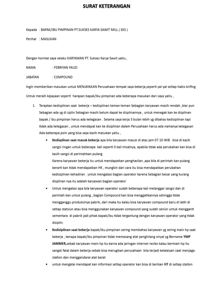 Masukan Karyawan untuk Peningkatan Kedisiplinan dan OER | PDF | Karier & Perkembangan