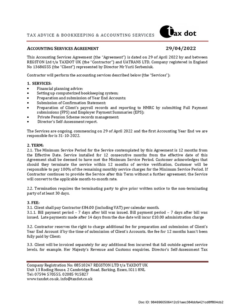 Agreement For Services | Download Free PDF | Taxes | Fee