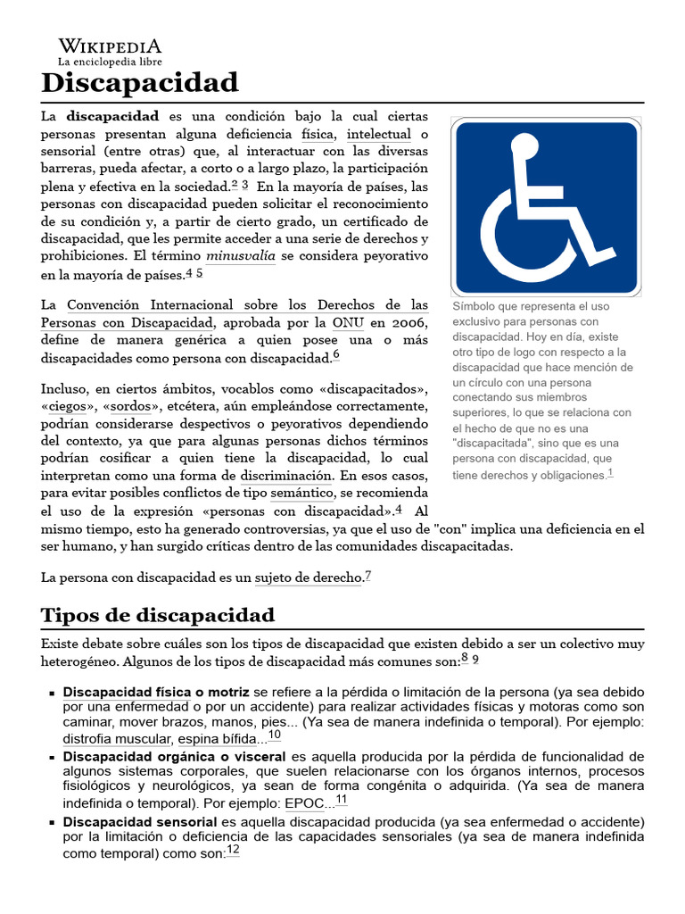 Símbolos y Tipos de Discapacidad | PDF | Invalidez | Educación en artes ...