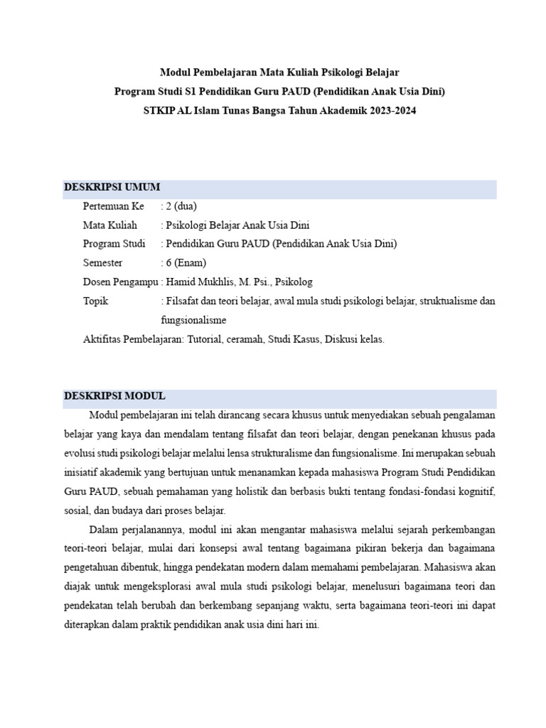 Psi Belajar AUD | PDF | Karier & Perkembangan | Kesehatan Holistik