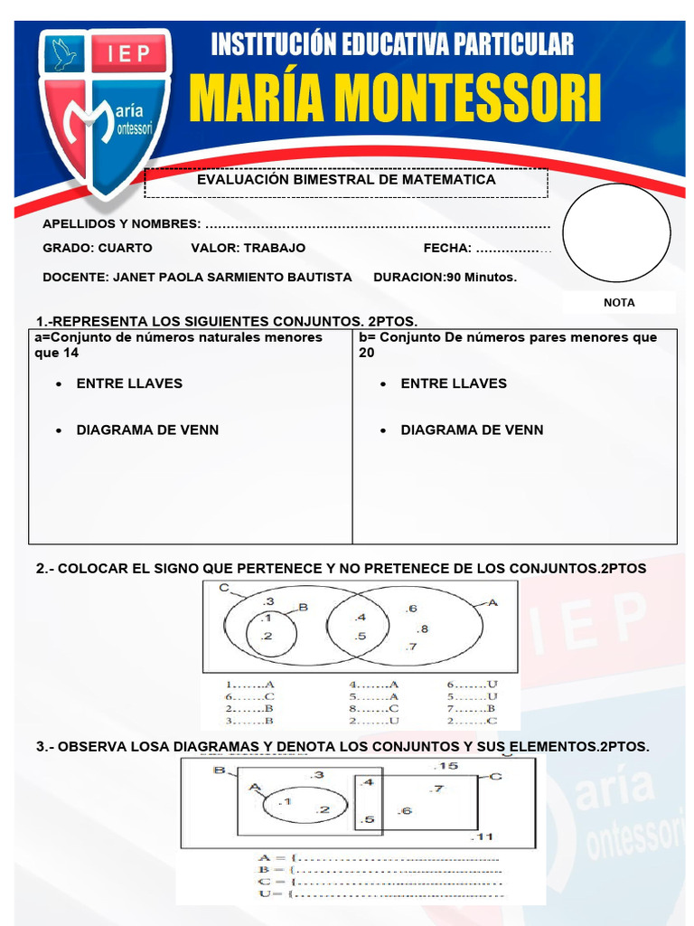Evaluacion de Matematica (1) | PDF | Matemáticas