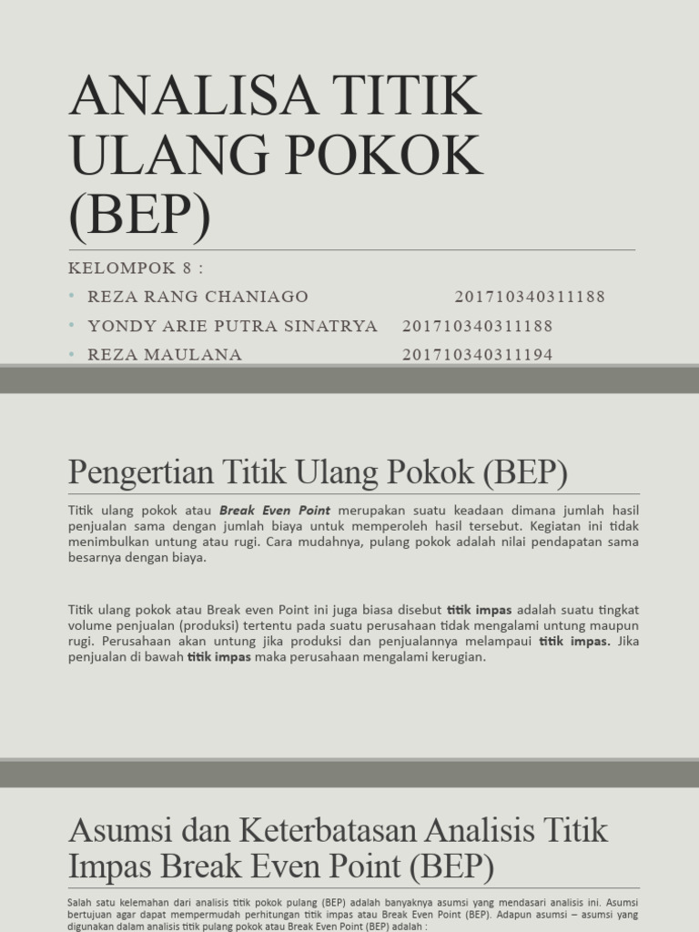 Analisa Titik Ulang Pokok (Bep) | PDF