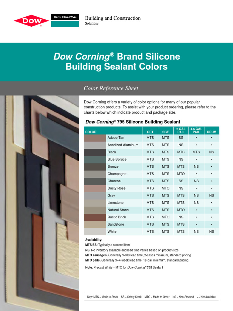Dow Corning Silicone Building Sealant Colors | Download Free PDF ...