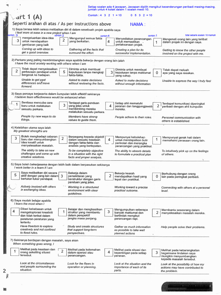 Brain Color Personality Test Guide | PDF