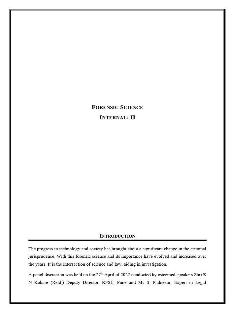 Forensic Science Internal | PDF | Forensic Science | Expert Witness