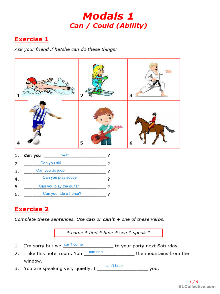 Modals 1 - Can - Could - Ability | PDF | Language Arts & Discipline