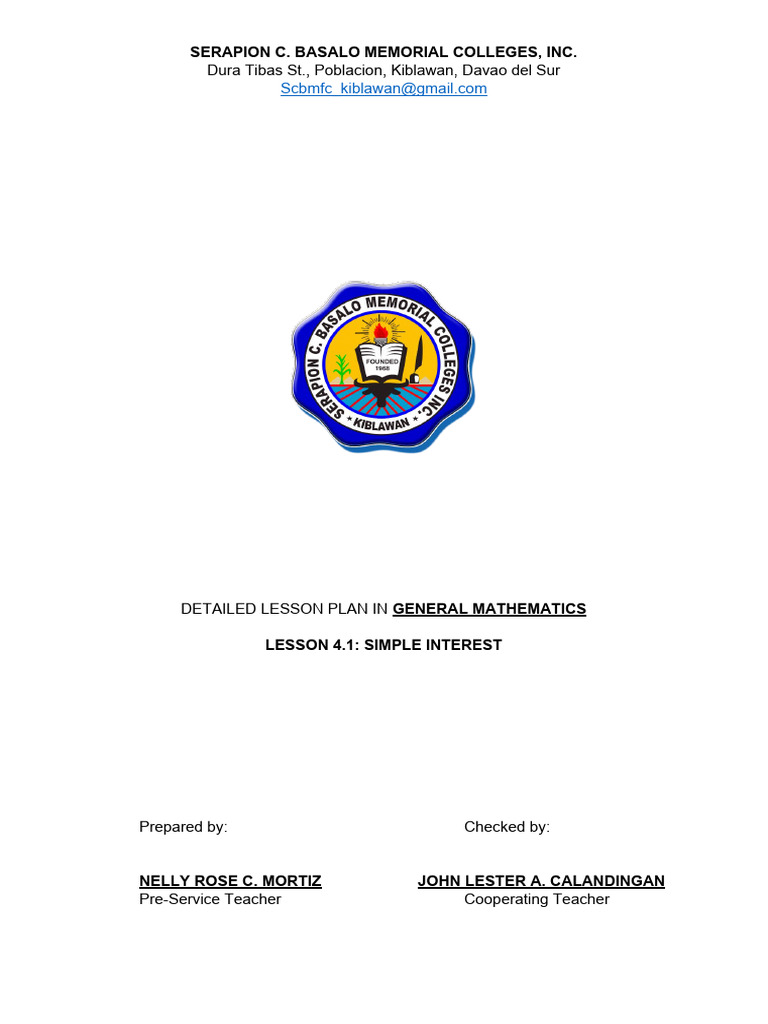 Simple Interest Lesson Plan | PDF | Interest | Percentage