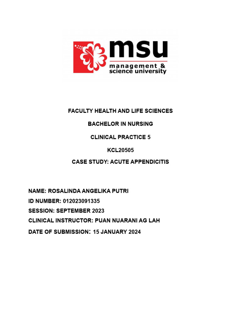 Case Study Appendicitis Rosalinda Angelika Putri | PDF | Diseases And ...
