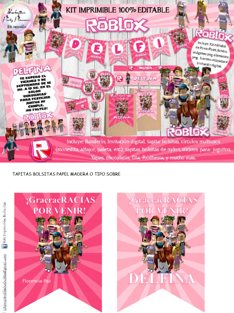 Copia De Roblox Rosa Kit Imprimible Pdf