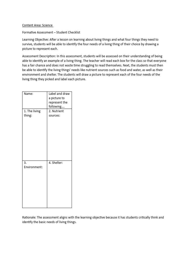 Formative Assessment 1 - Science | PDF | Cognition | Learning