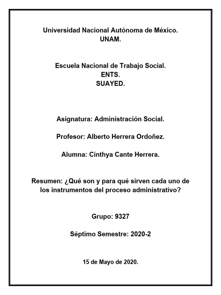 Resumen - Instrumentos Del Proceso Administrativo | PDF | Planificación ...