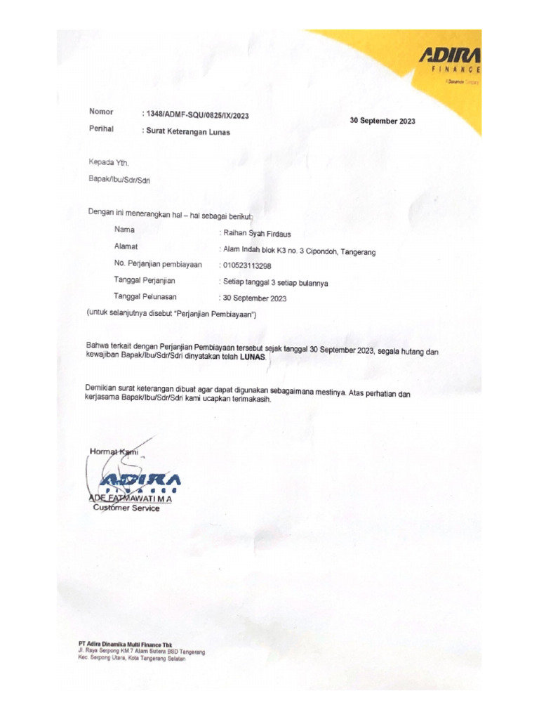 Bukti Lunas Raihansyah | PDF