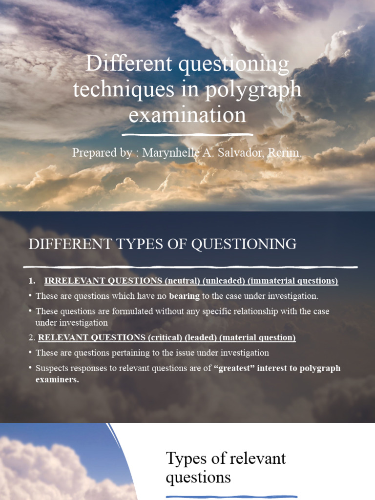 Questioning Techniques | PDF | Polygraph | Cognition
