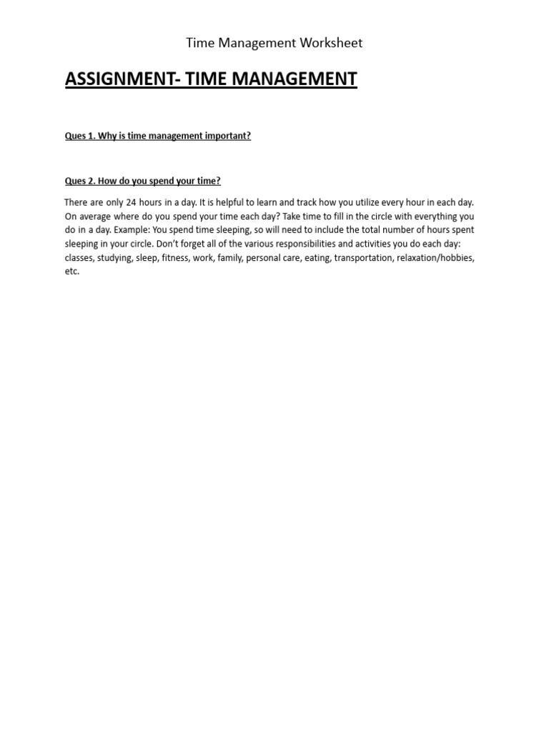 Time Management Worksheet | PDF