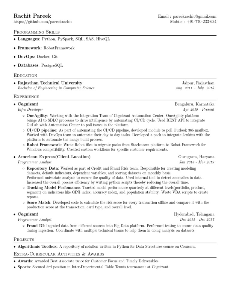 Software Engineer Resume | PDF | Automation | Data