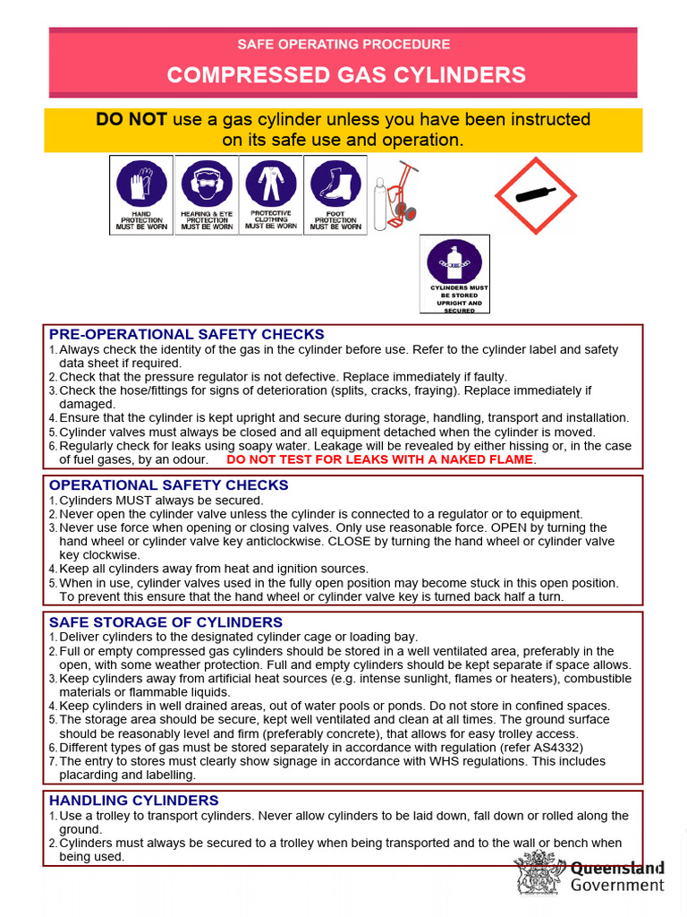 Sop Gas Cylinders | PDF | Valve | Gases