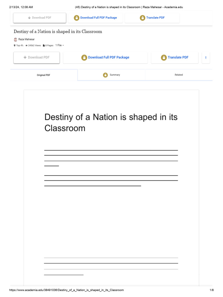 Shaping a Nation's Future in Classrooms | PDF