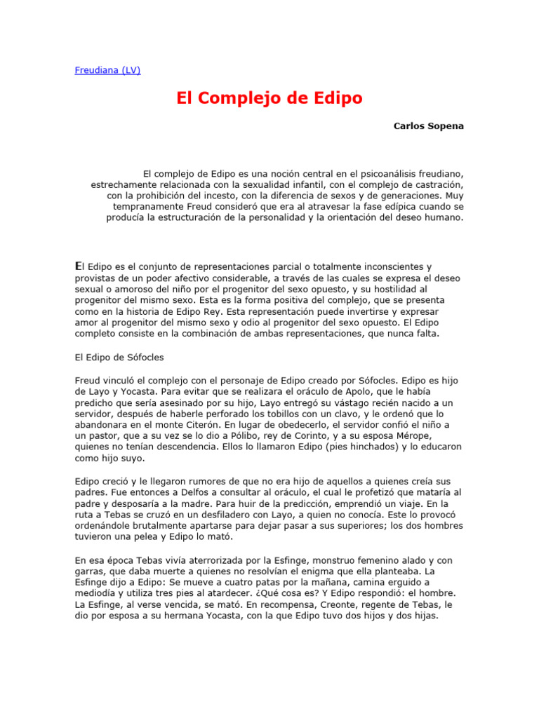complejo de edipo | PDF | Edipo | Complejo de Edipo