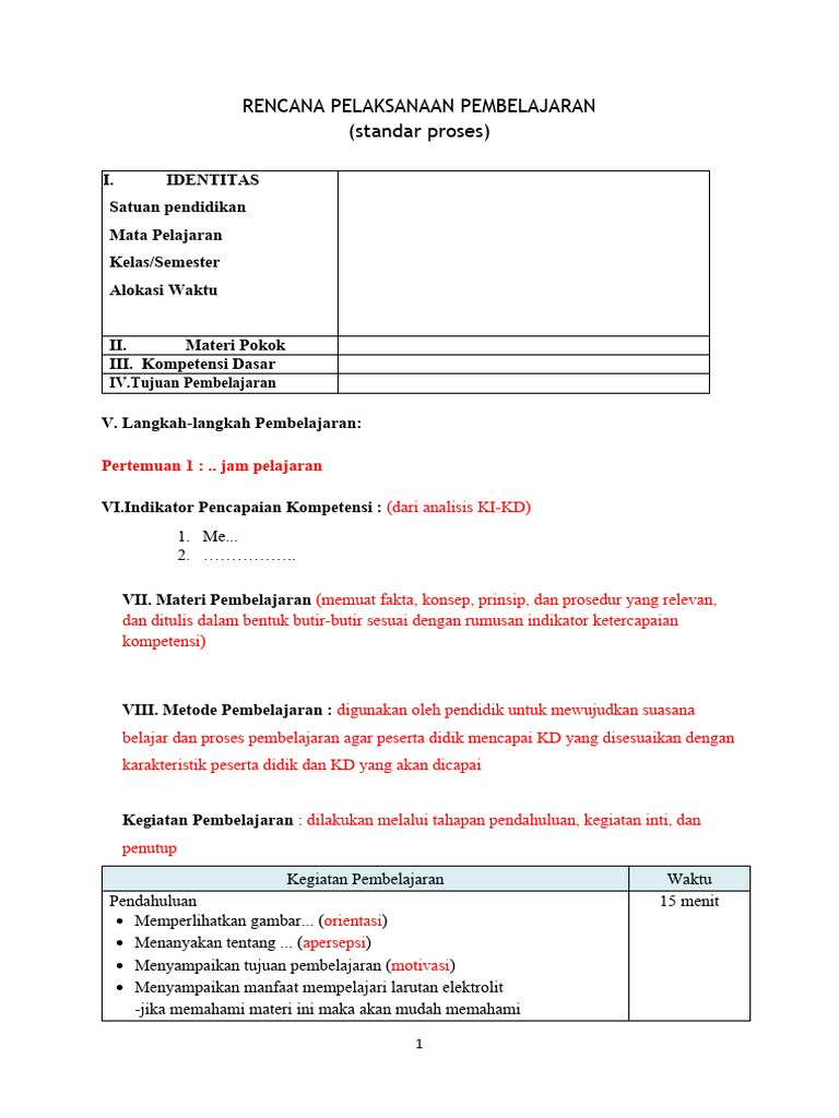 Contoh Format RPP | PDF