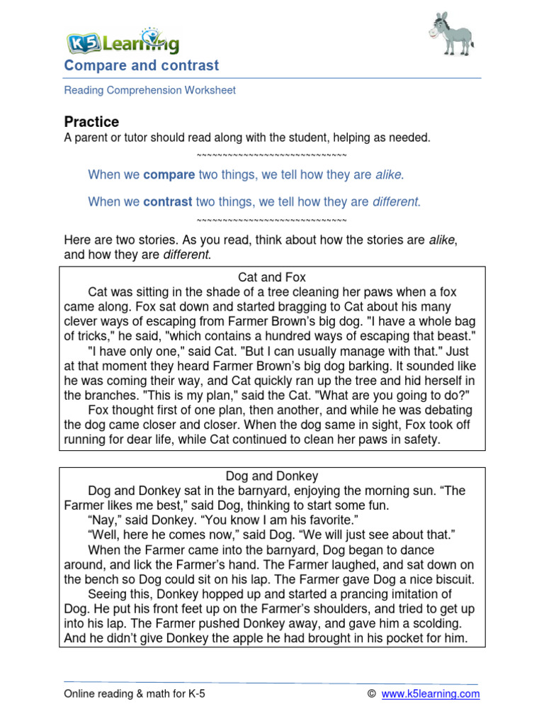 Grade 3 Compare Contrast D | PDF | Language Arts & Discipline