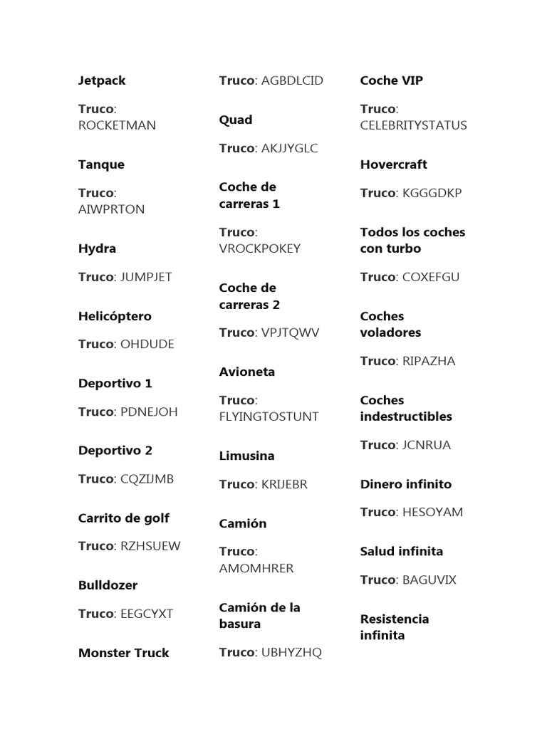 Truco GTA San Andreas | PDF | Vehículos