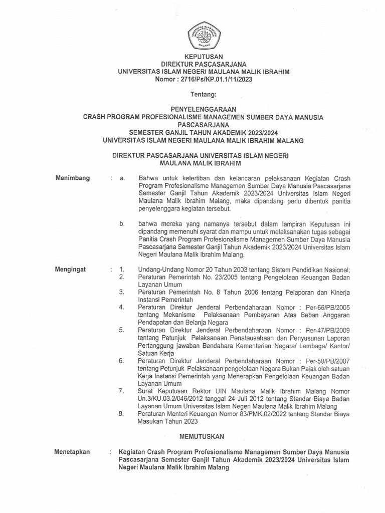 963f2 2716 SK Crash Program Profesionalisme SDM Pascasarjana Ganjil ...