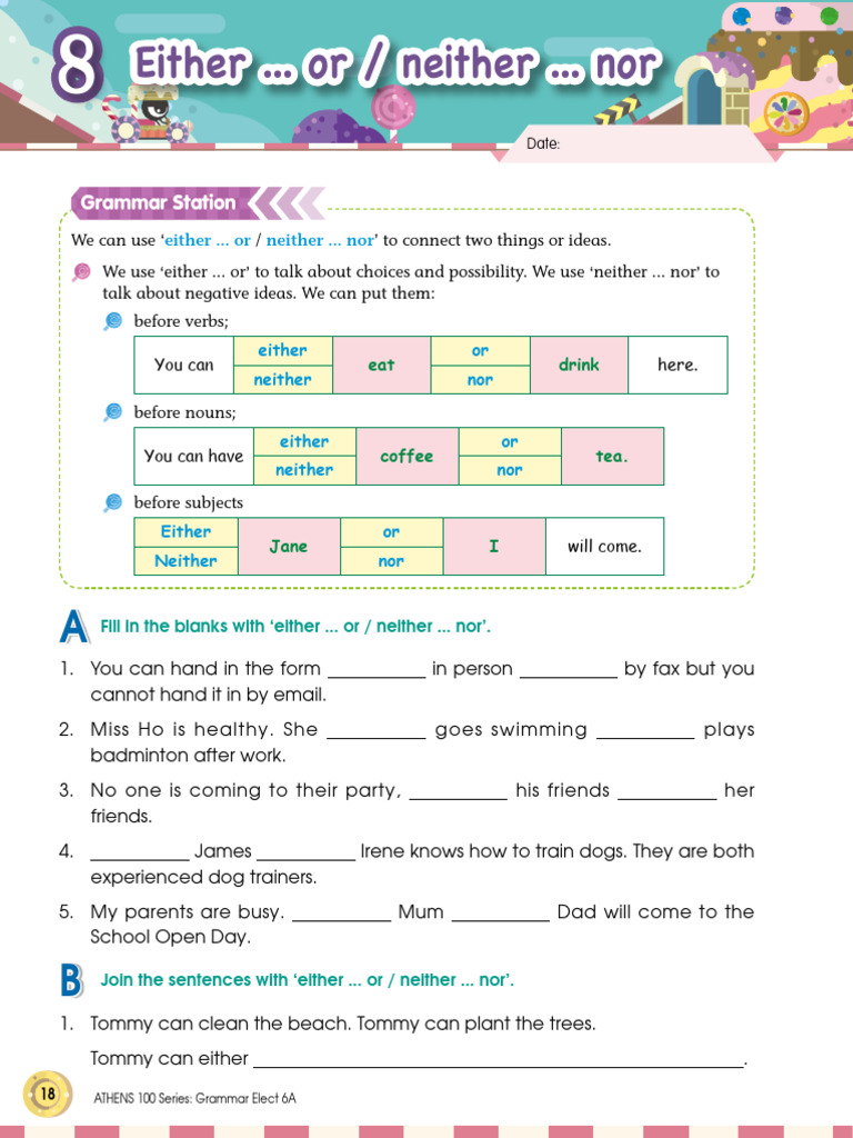 P6 Either or Nither or Exercise | PDF | Linguistics | Syntax
