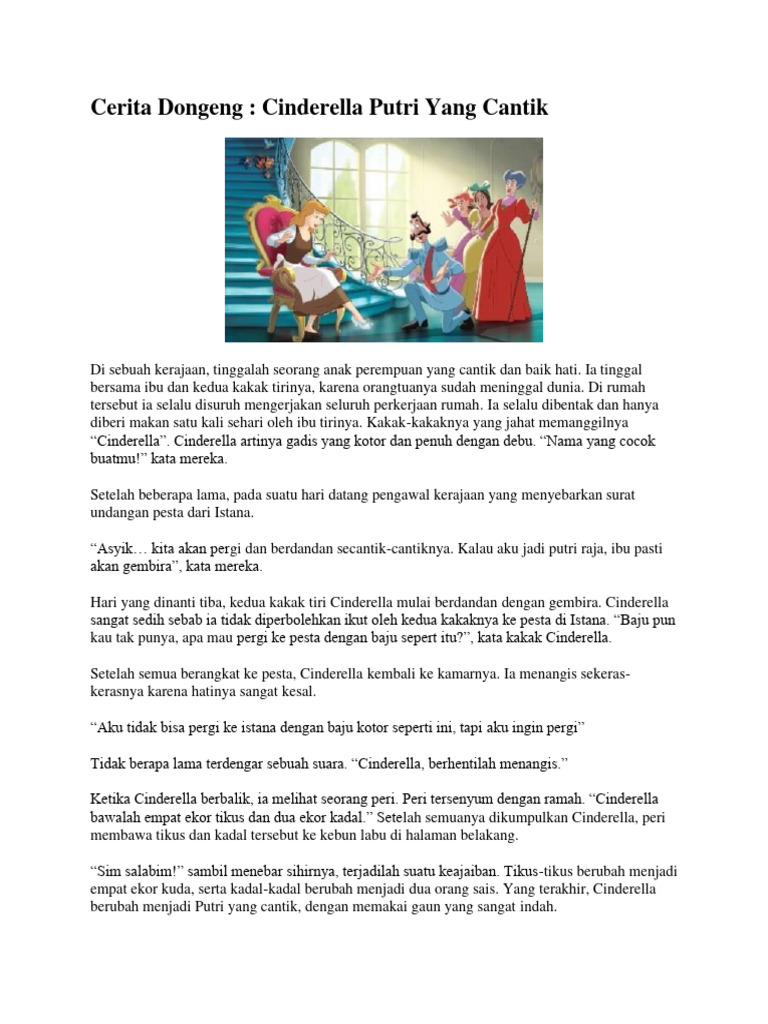 Cerita Dongeng, Cinderlla Putri Yang Cantik | PDF | Fiksi Misteri, Thriller, & Kejahatan