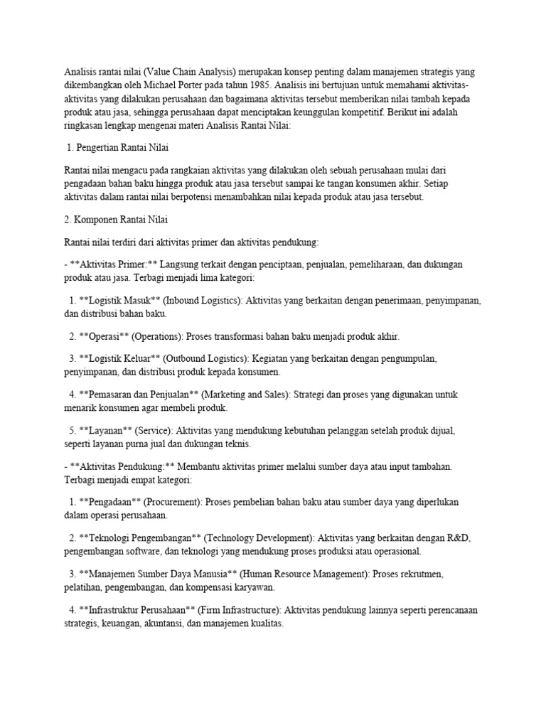 Analisis Rantai Nilai | PDF | Bisnis