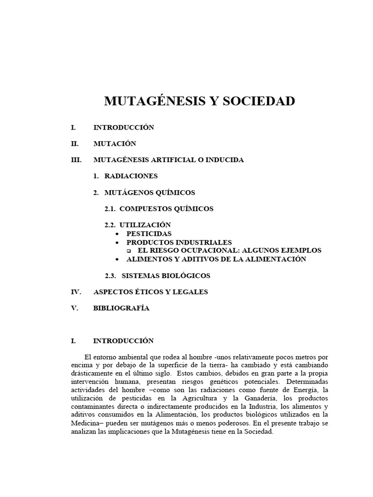 Mutagénesis y sociedad | PDF | Mutación | Mutageno