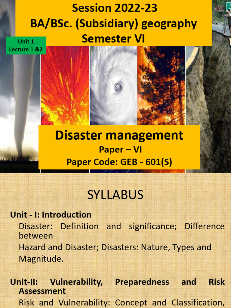 Unit 1 lecture 1-4 | PDF | Hazards | Natural Disasters