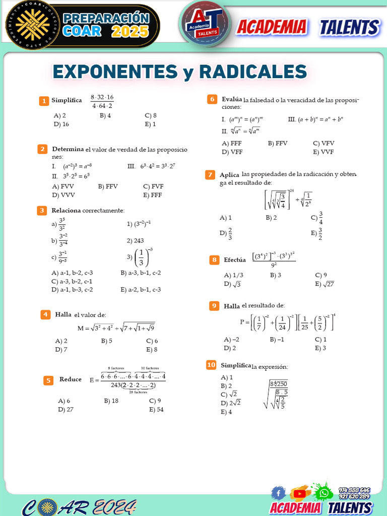 Exponentes y Radicales | PDF