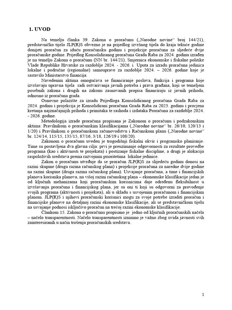 Obrazlozenje Proracuna 2024.godinu | PDF