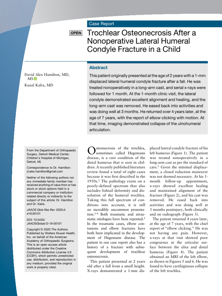 Trochlear Osteonecrosis After A Nonoperative.5 | PDF | Elbow | Clinical ...