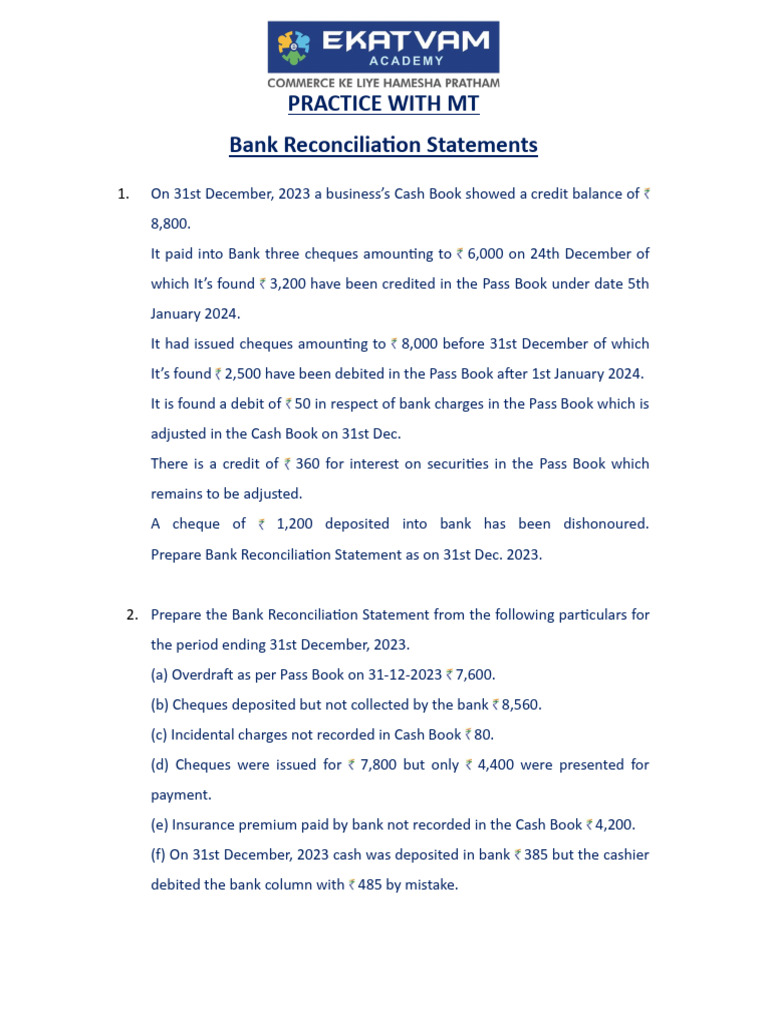 Practice With MT - BRS | PDF | Cheque | Banks