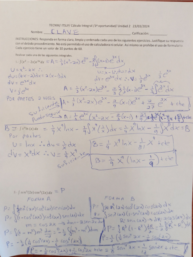 2024 Ej C Integral Un 02 Examen Resuelto | PDF