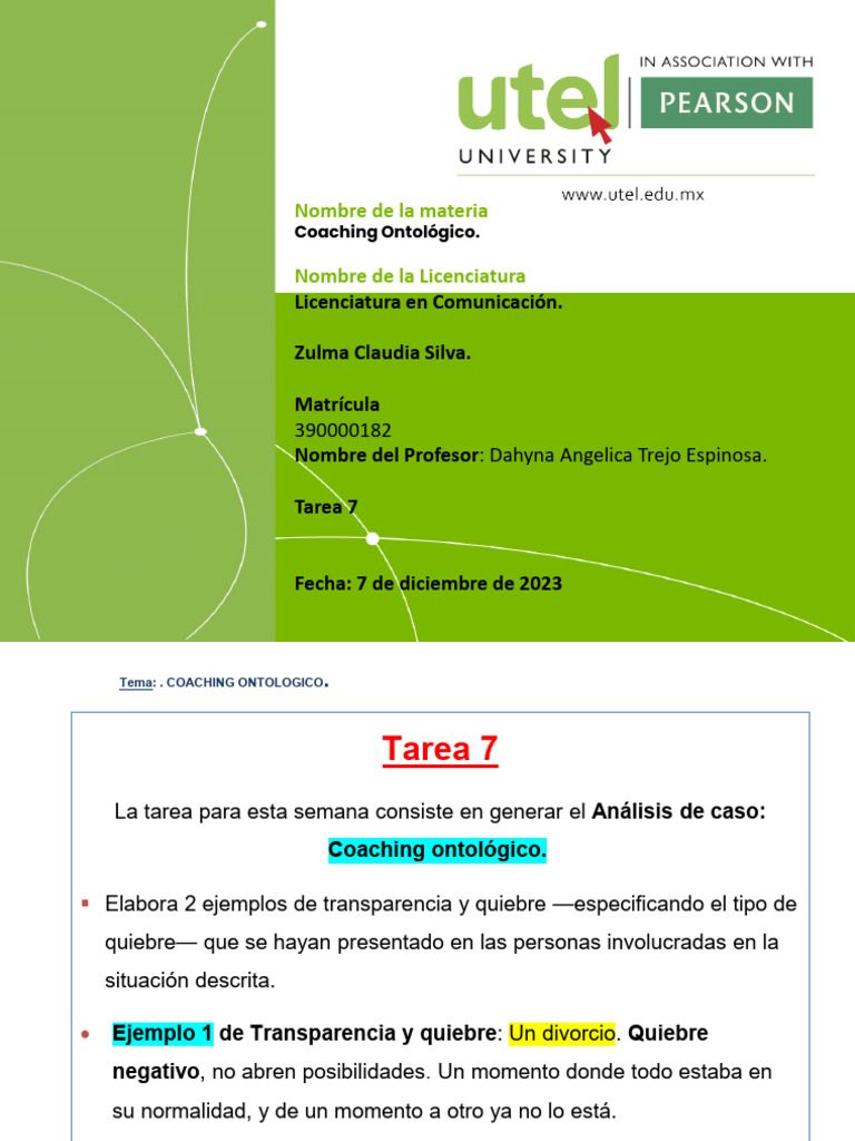COACHING ONTOLOGICO . tarea 7 | PDF