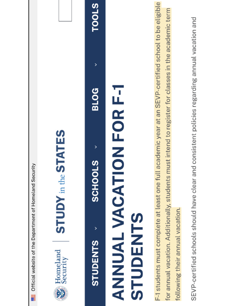 Sevp Vacation Policy | PDF