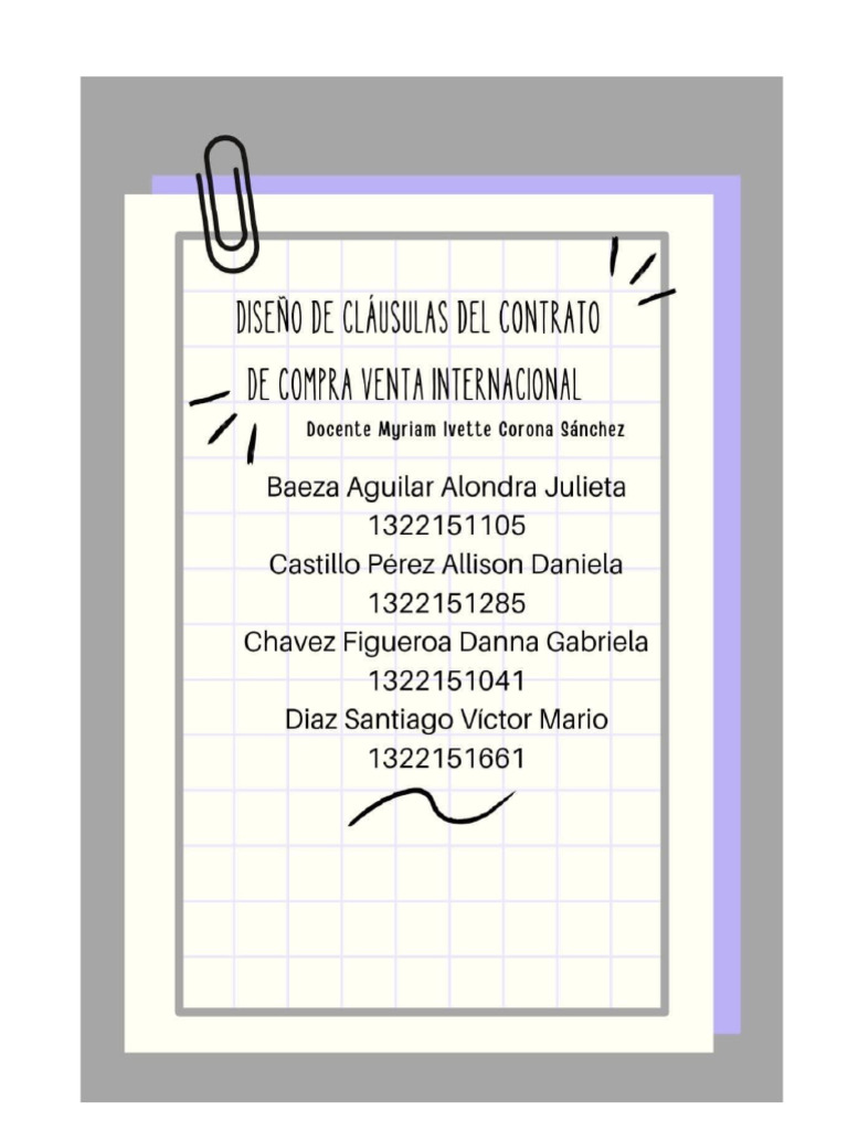 Diseño de Clausulas Del Contrato de Compra Venta Internacional | PDF ...
