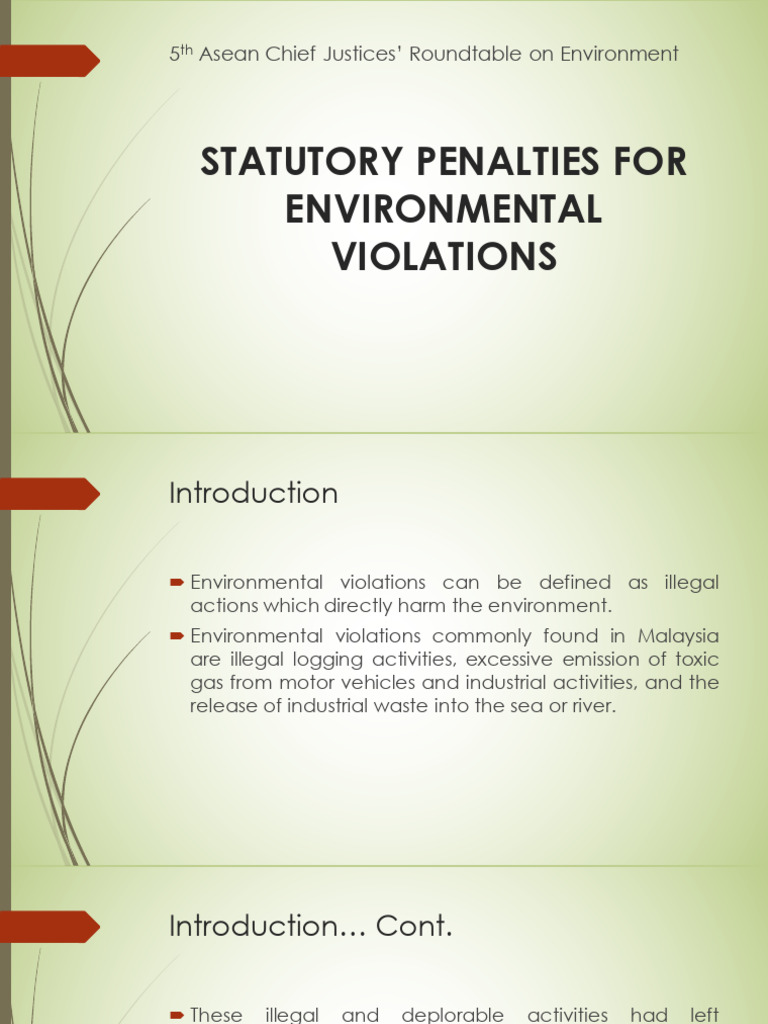 Statutory Penalties 4 For Environmental Violations | PDF ...