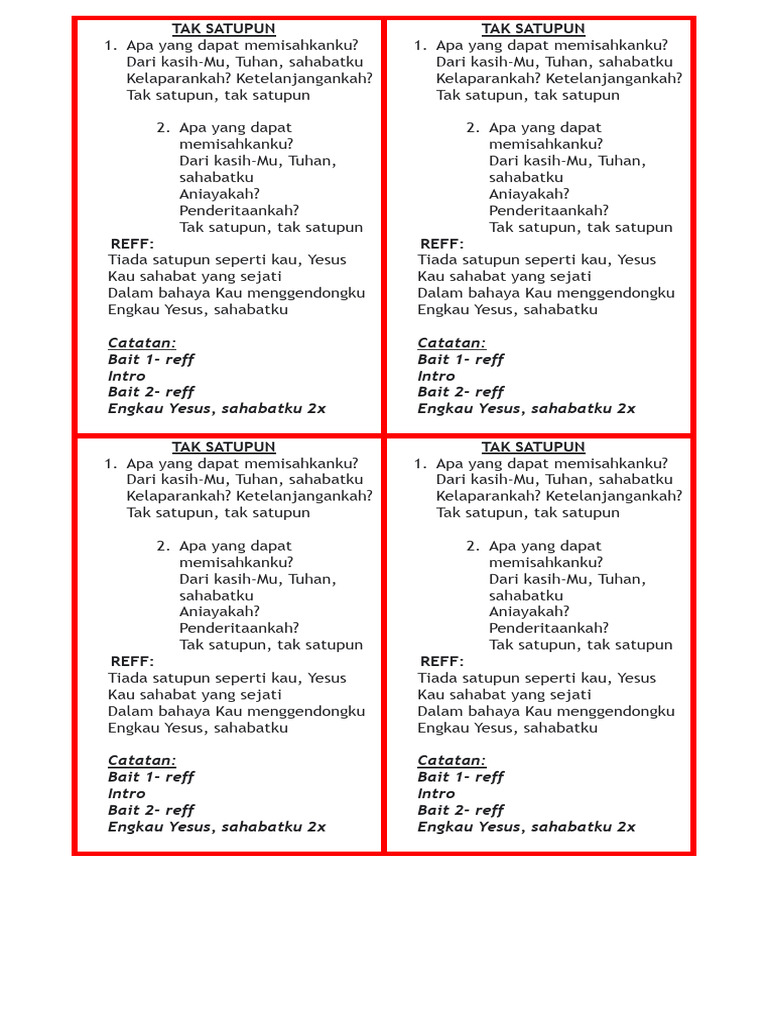 TAK SATUPUN Lagu | PDF