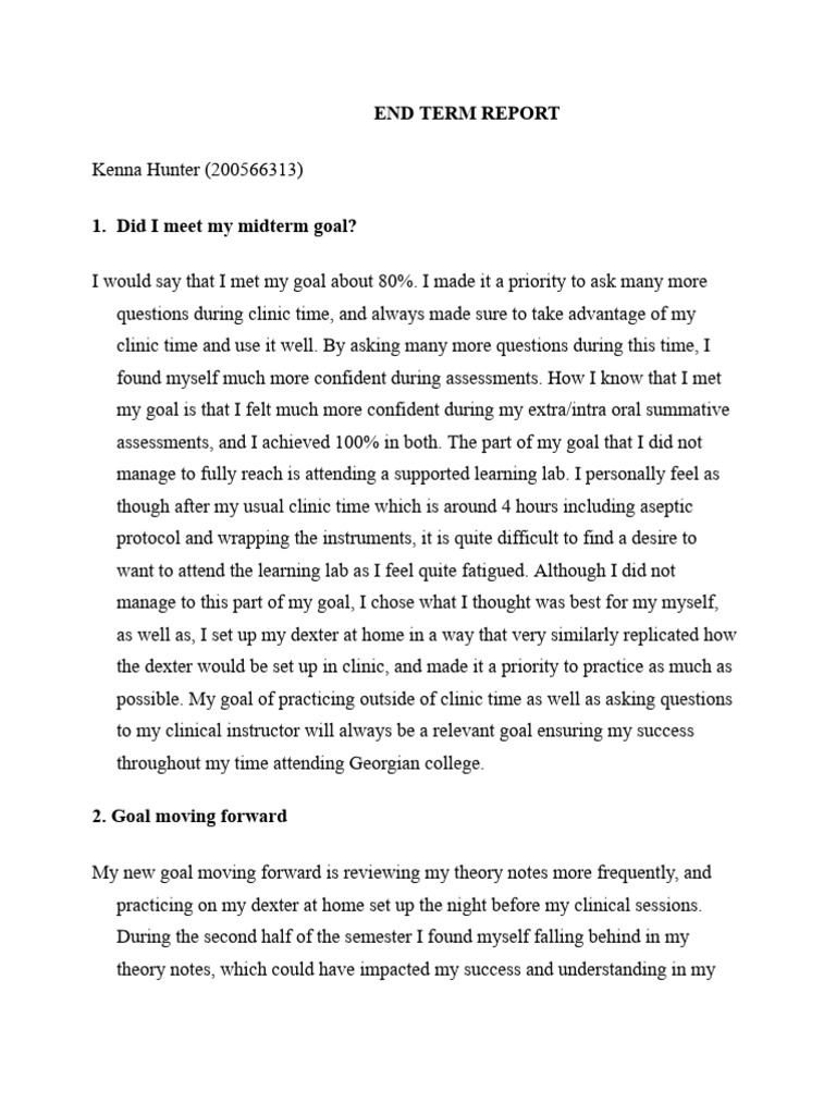 End Term Report | PDF | Hygiene | Learning