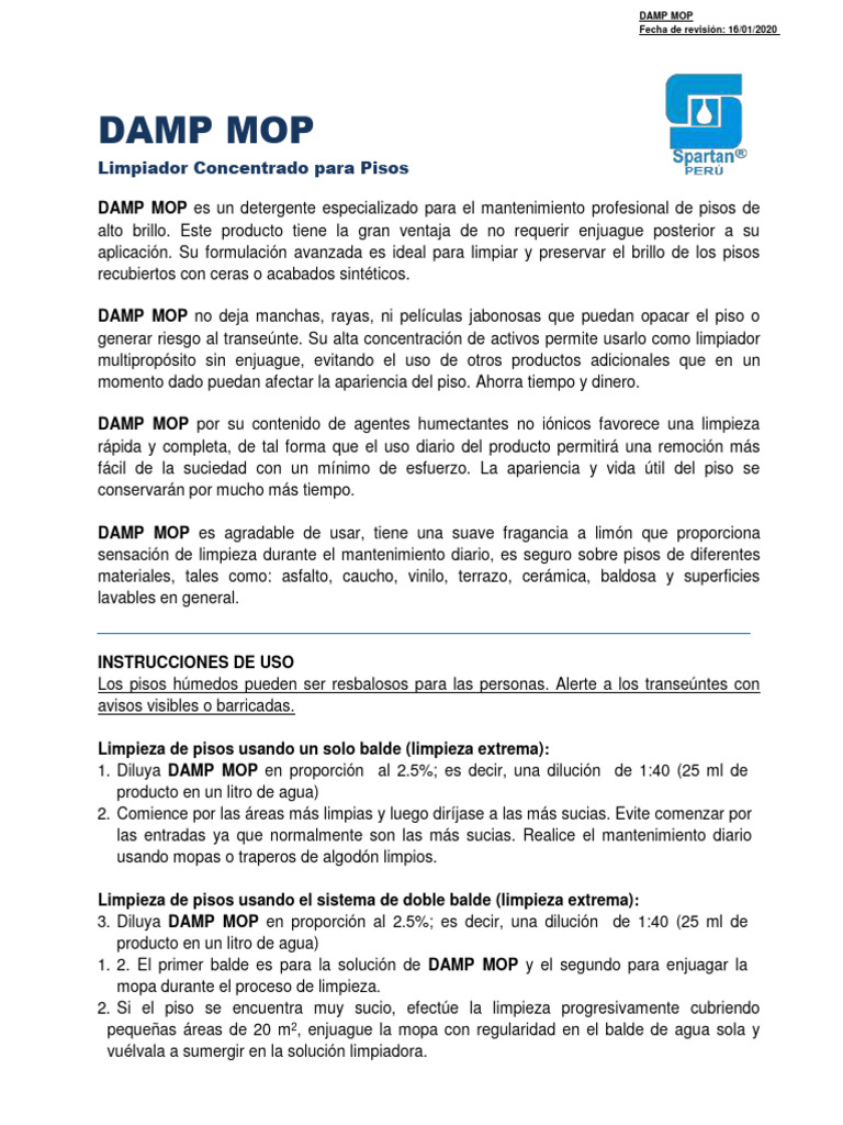 Damp Mop - Ficha Técnica | PDF | Agua