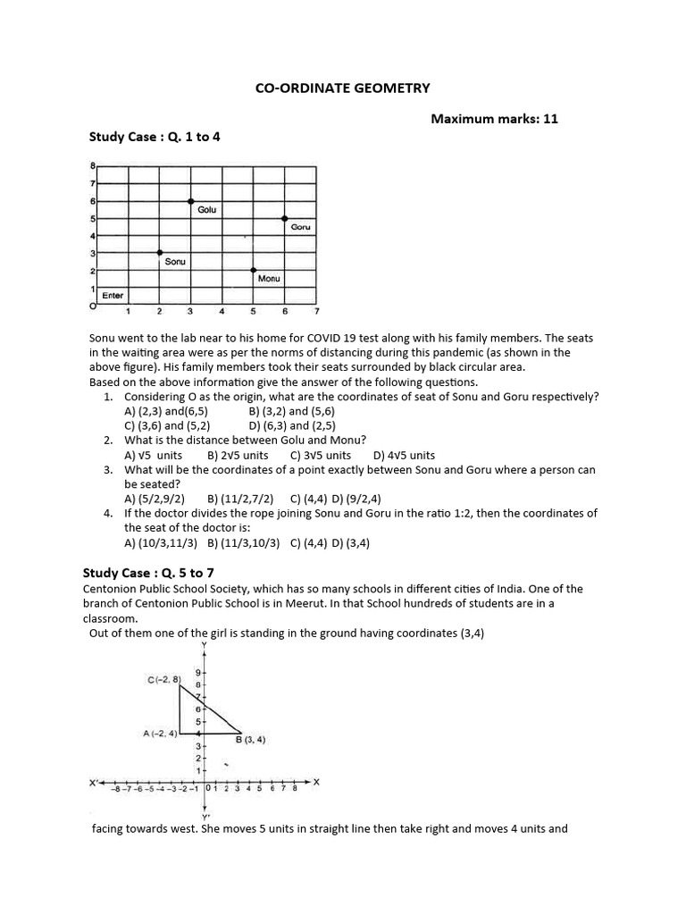 Co-ordinate Geometry - Case Study | PDF | Cartesian Coordinate System ...